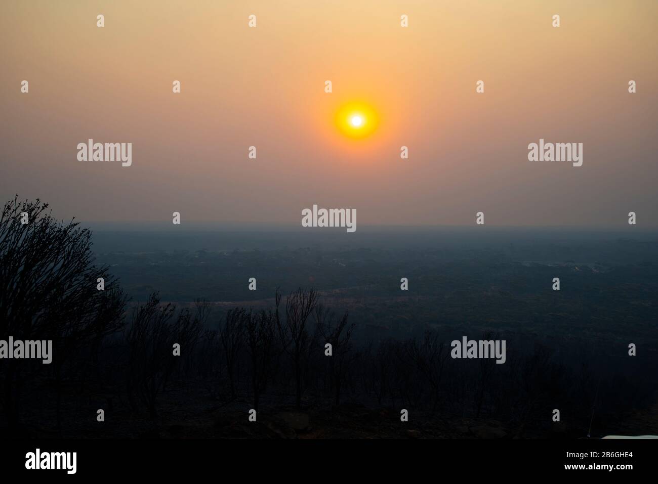 Smoke from Bush Fires on Sunset - Australia Stock Photo - Alamy