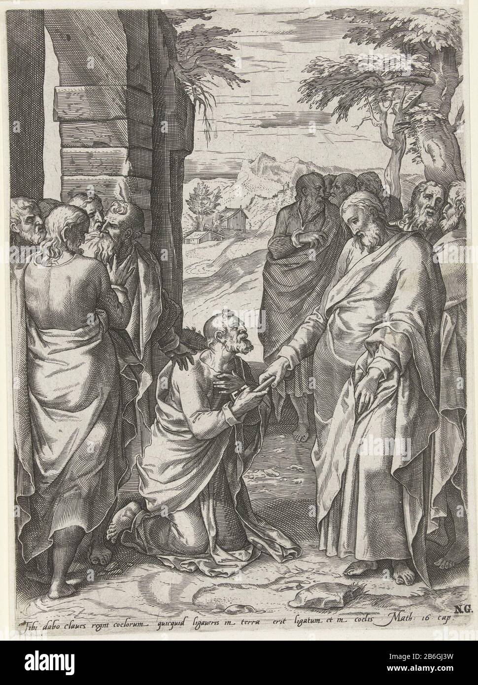 Christ gives the keys of the church to Peter Peter kneels before Christ ...
