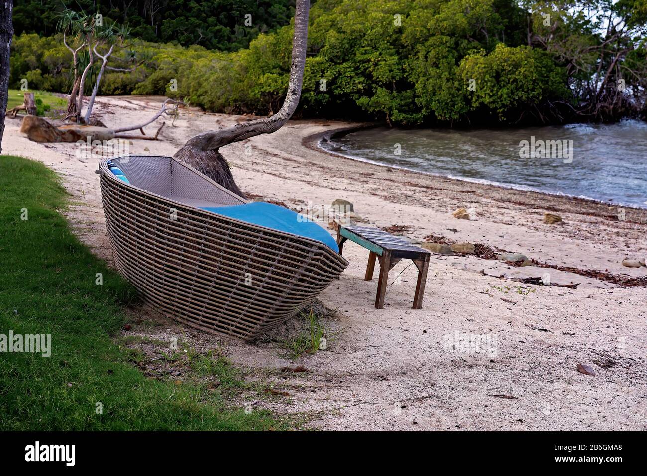 Beach sofa for lounging on the sand and relaxing by the sea Stock Photo ...