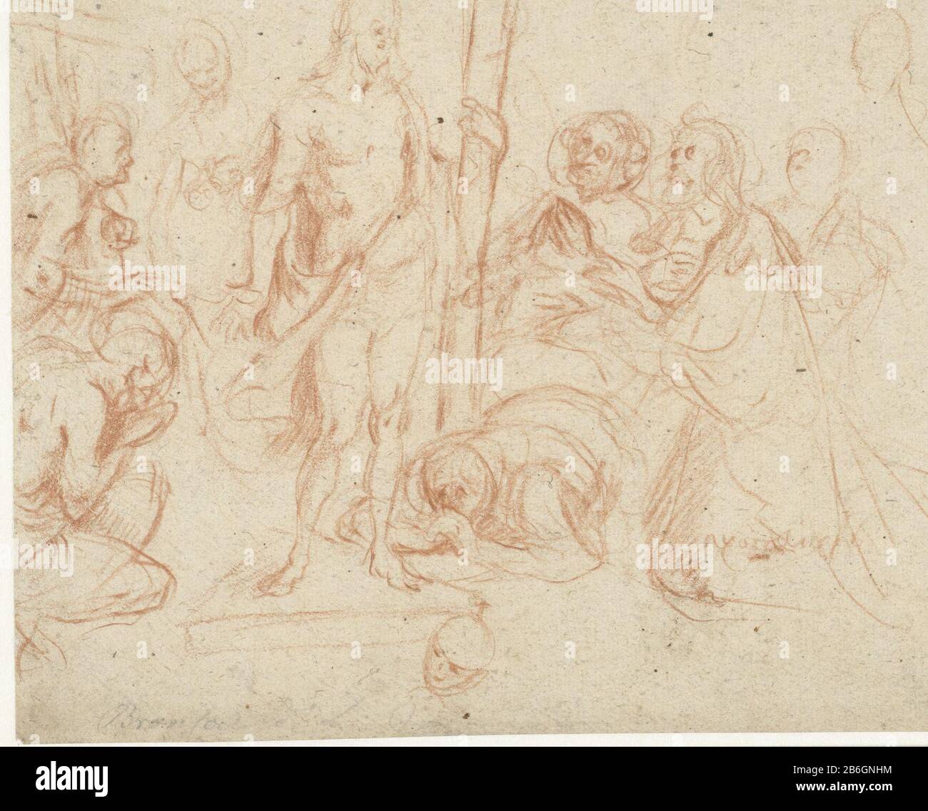 Christ with the cross surrounded by kneeling figures Christ on the ...