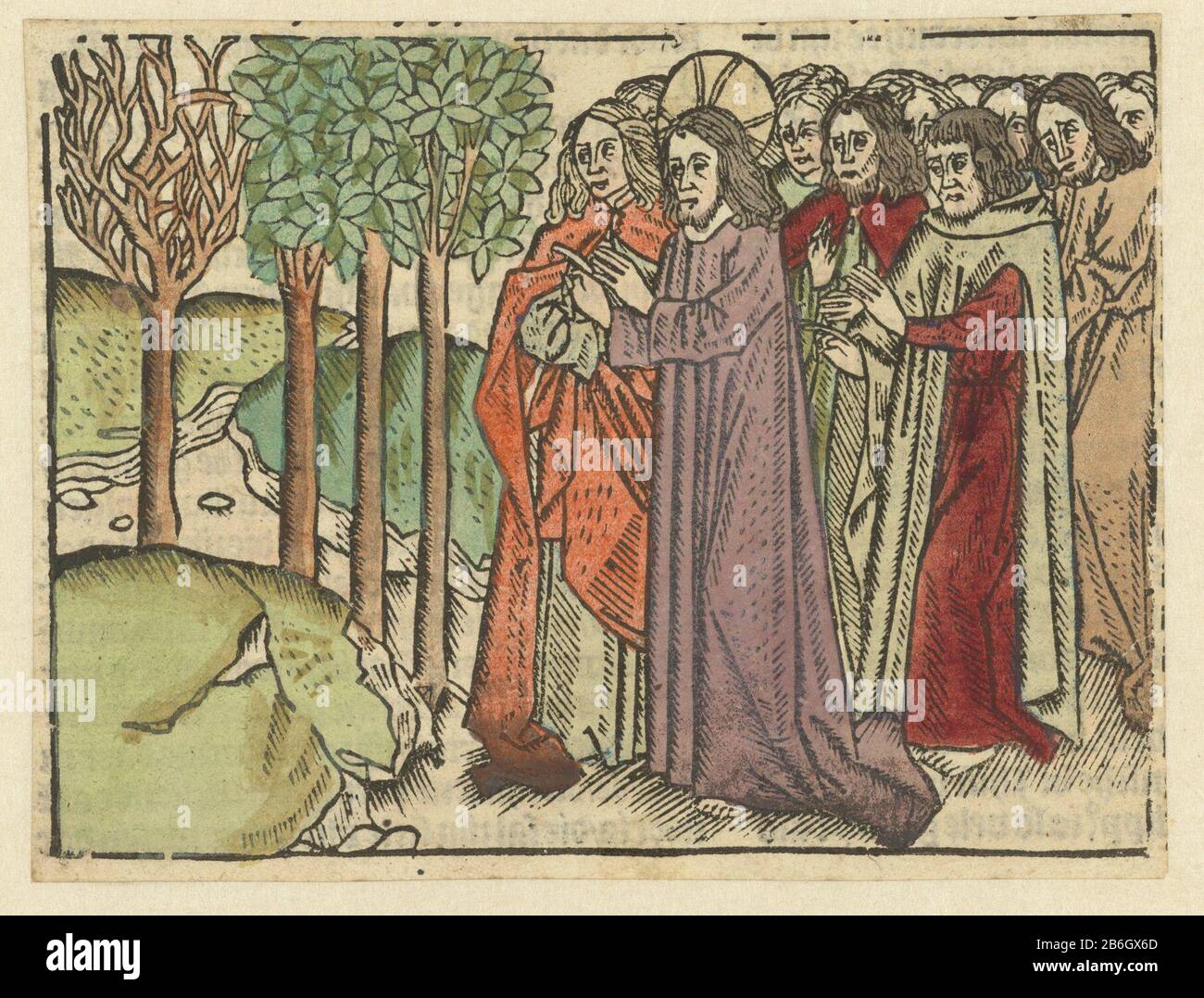 Christ cursed the fig tree Christ disciples. Three trees with leaves ...