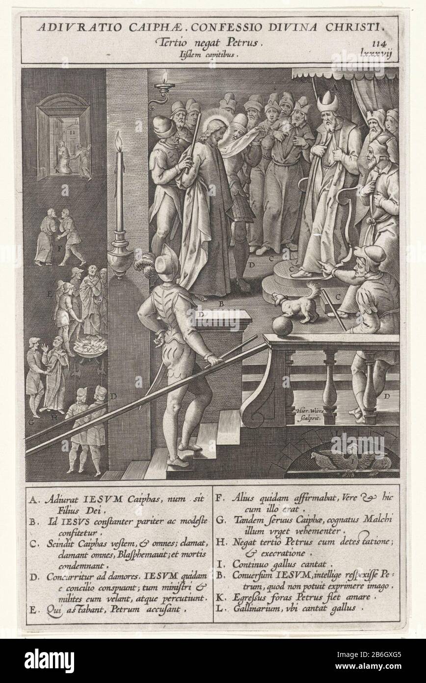 Christ tried by Caiaphas. The high priest tears his garments, accusing ...