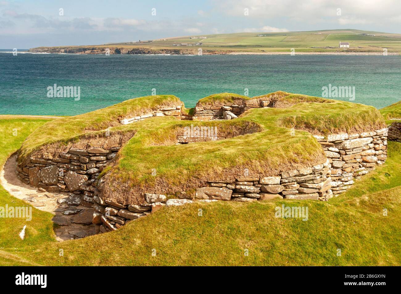 Ruins at Bay of Skaill, the location of the famous Neolithic settlement ...