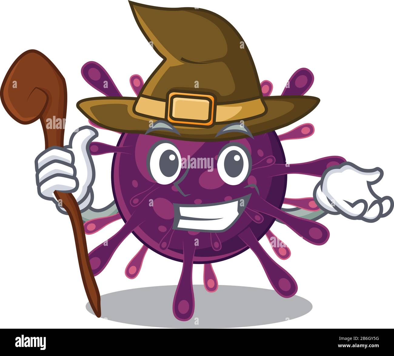 Cute and sneaky Witch coronavirus kidney failure cartoon design style ...