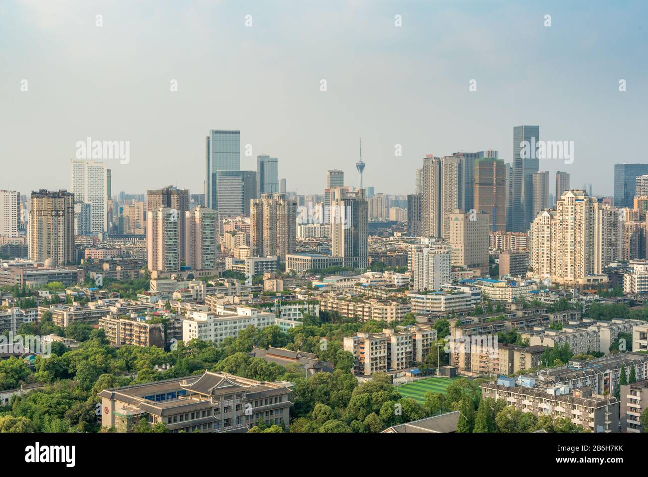 Aerial view downtown cityscape chengdu hi-res stock photography and ...