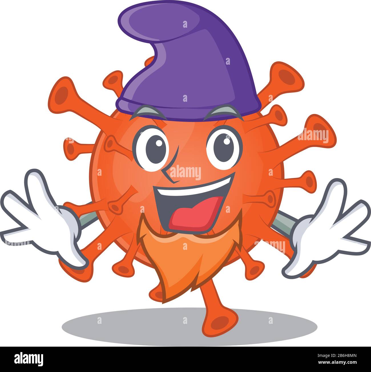 Cute and funny deadly corona virus cartoon character dressed as an Elf ...