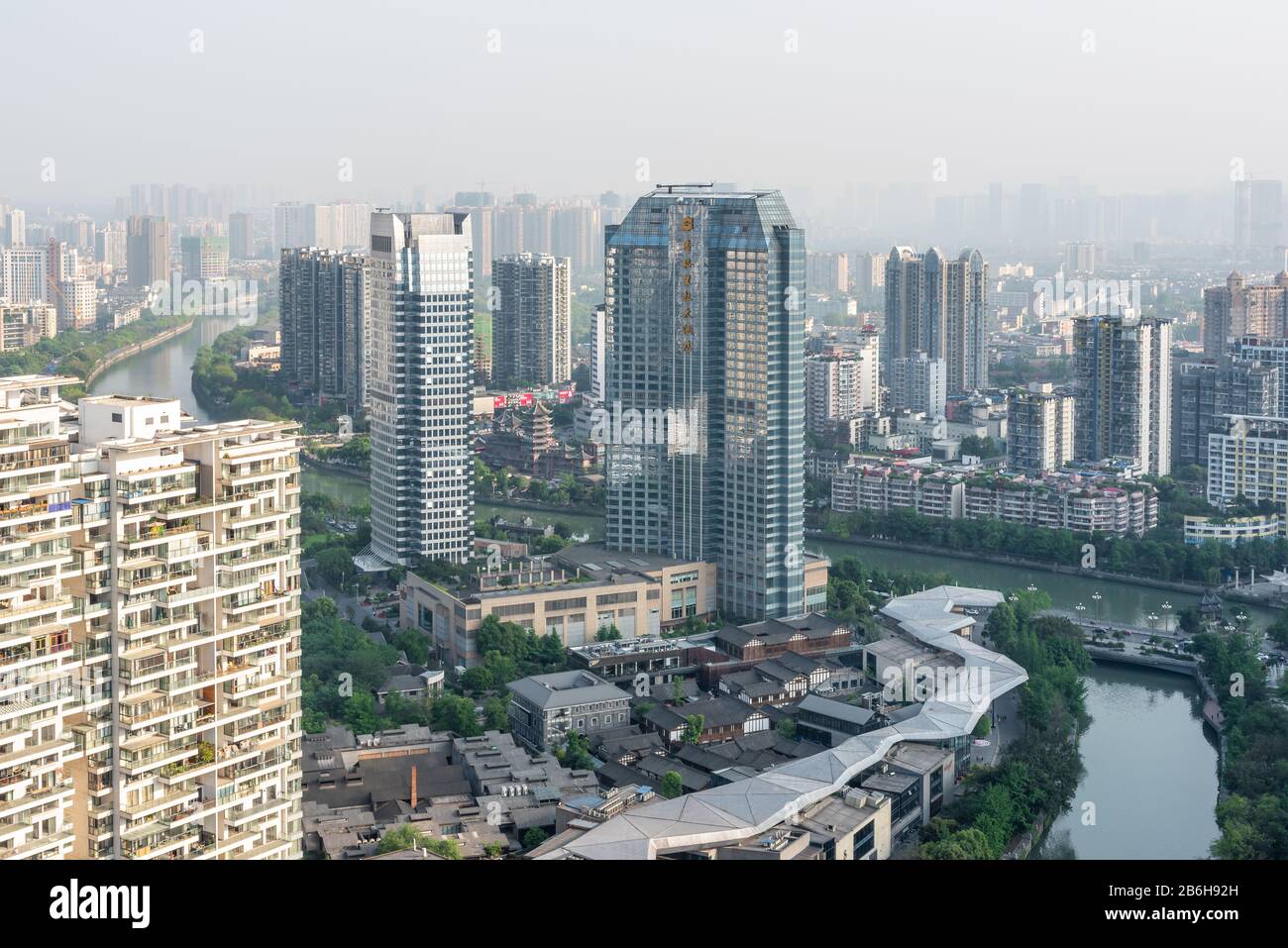 Aerial view downtown cityscape chengdu hi-res stock photography and ...
