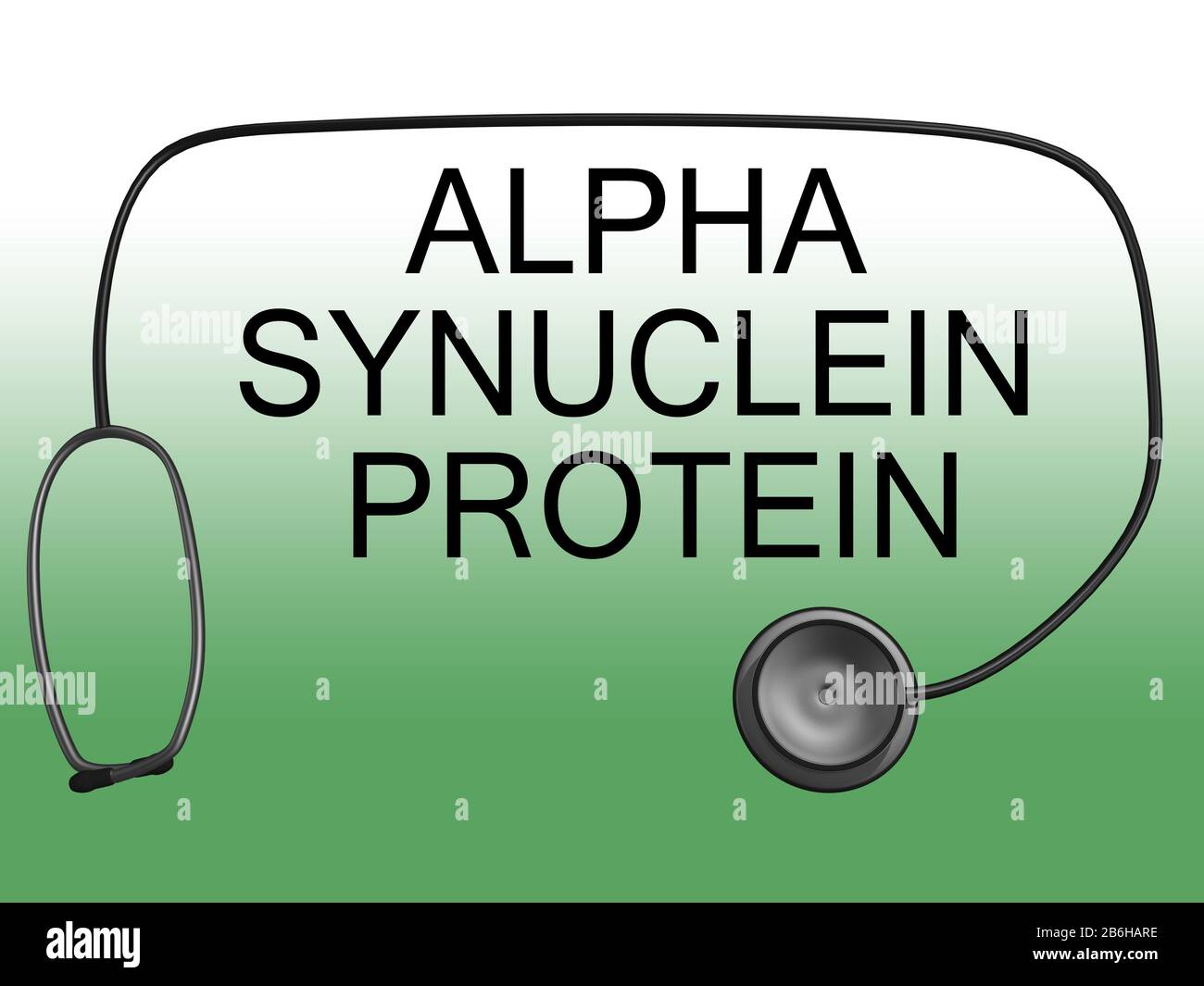 3D illustration of ALPHA-SYNUCLEIN PROTEIN script with stethoscope ...
