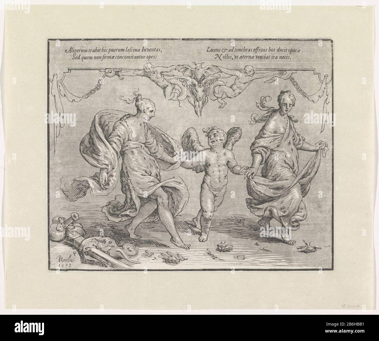 Cupid dancing with two allegorical female figures Cupid dances with two ...