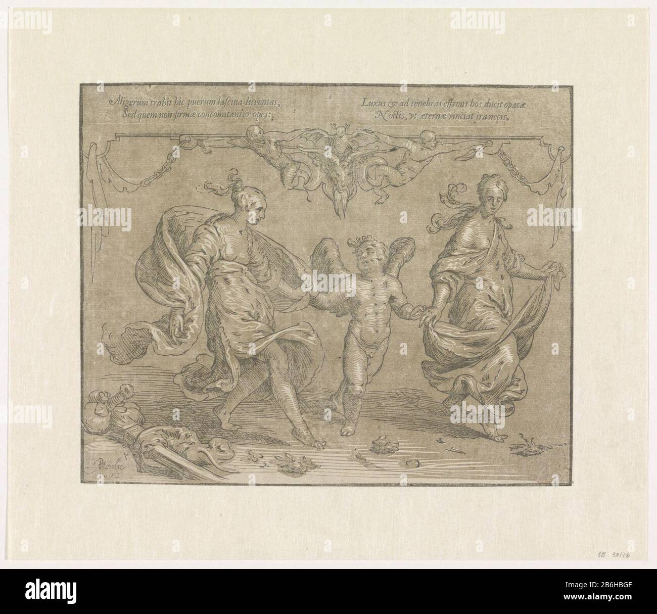 Cupid dancing with two allegorical female figures Cupid dances with two ...