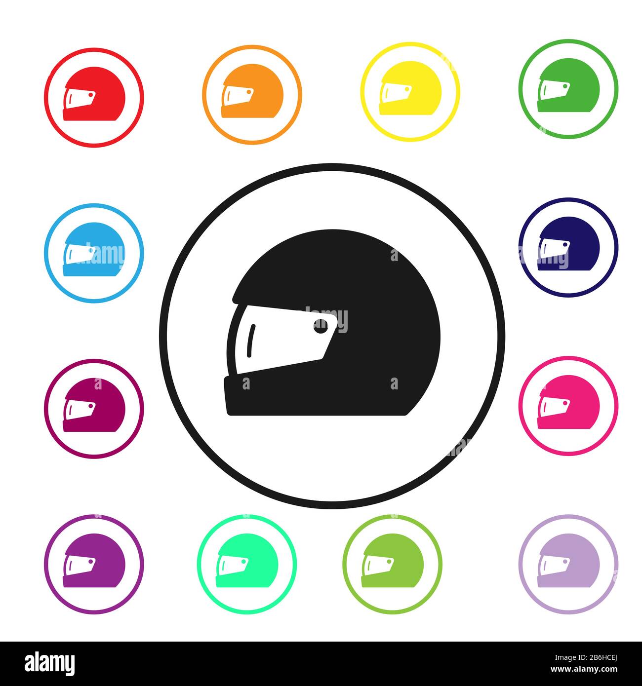 Set of colored icons of the helmet. Simple flat design for websites and ...
