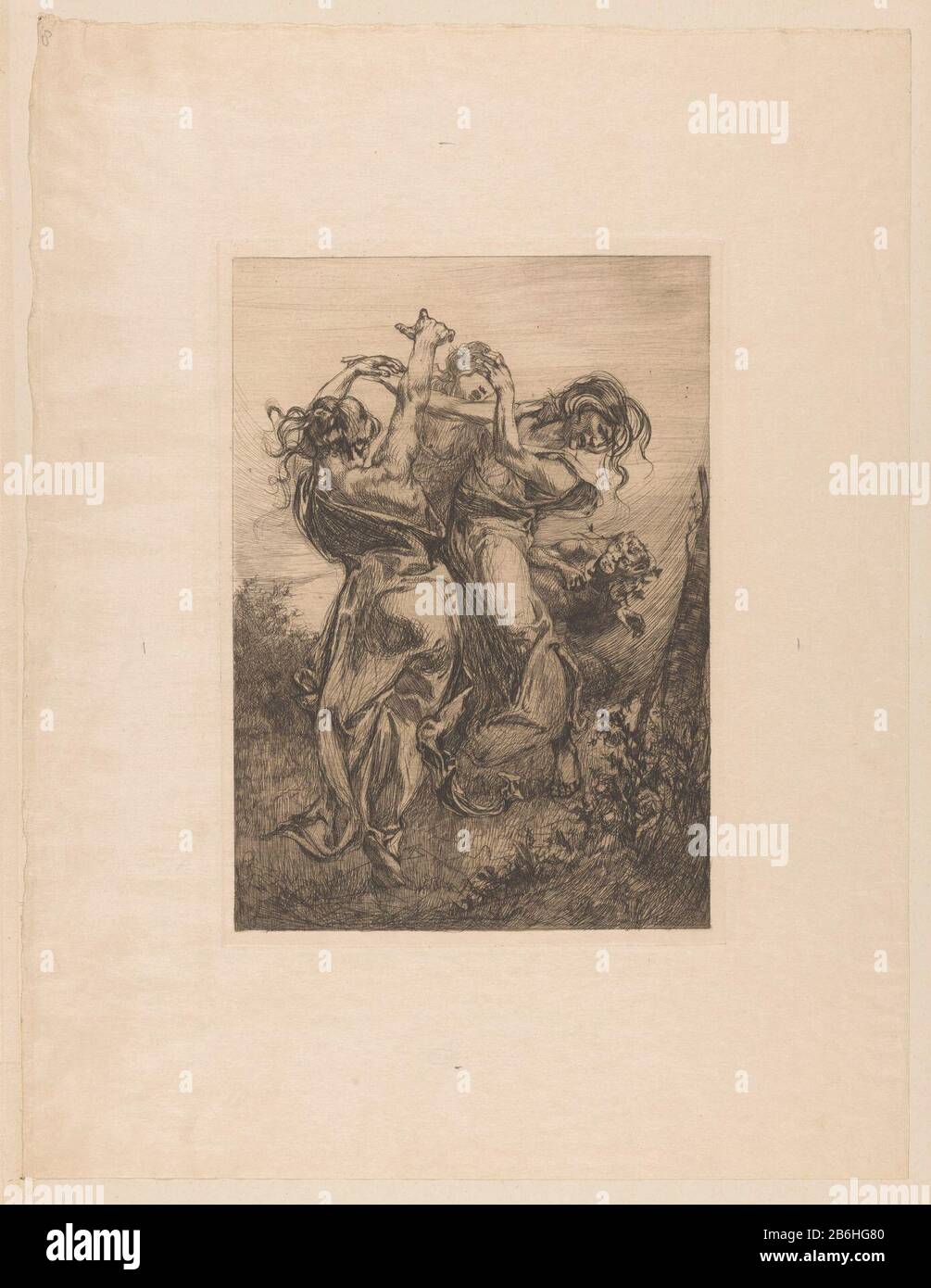 Dancing Satyr women Three women dressed in robes, standing in a circle ...