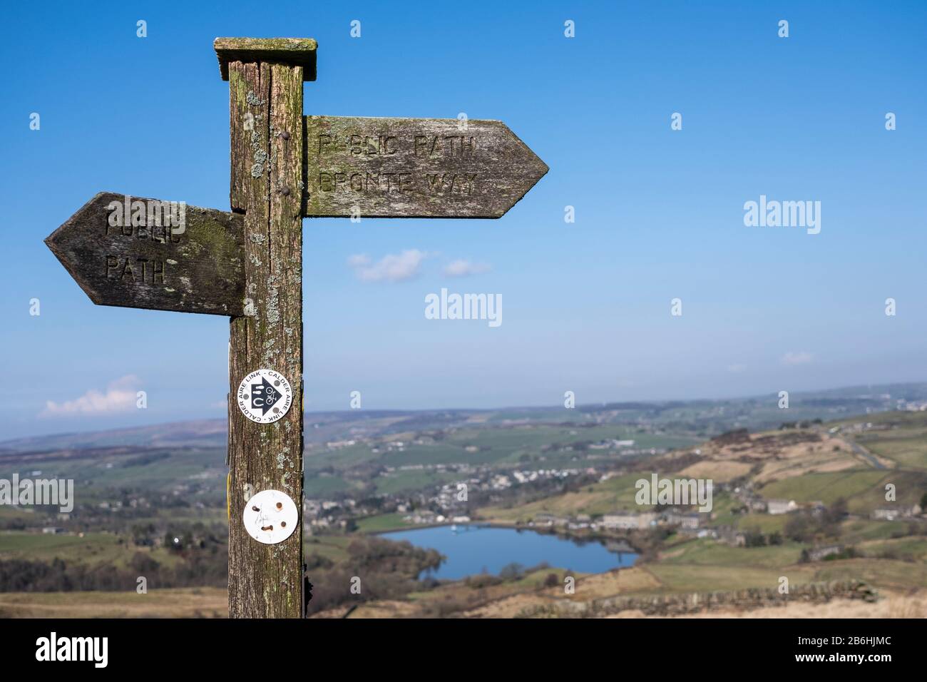 The Bronte Way and Calder Are Link path above Leeming Reservoir, Near ...
