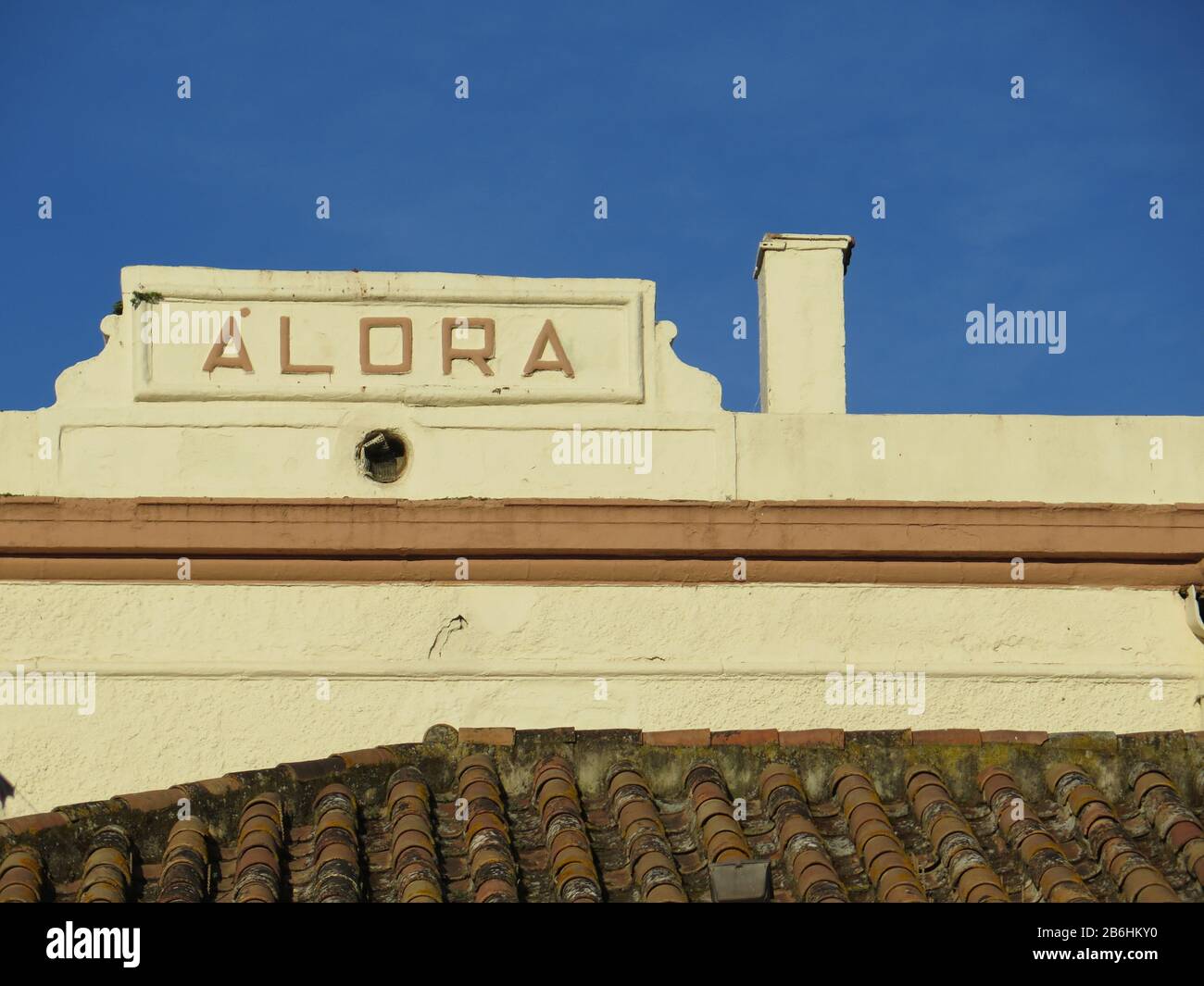 Original station sign for Alora railway station Stock Photo - Alamy