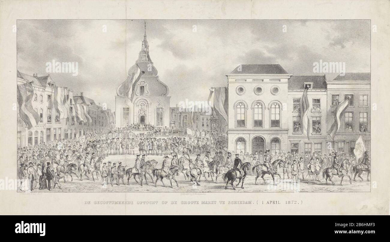 The costumed Procession on the market to Groote Schiedam (1 April 1872 ...