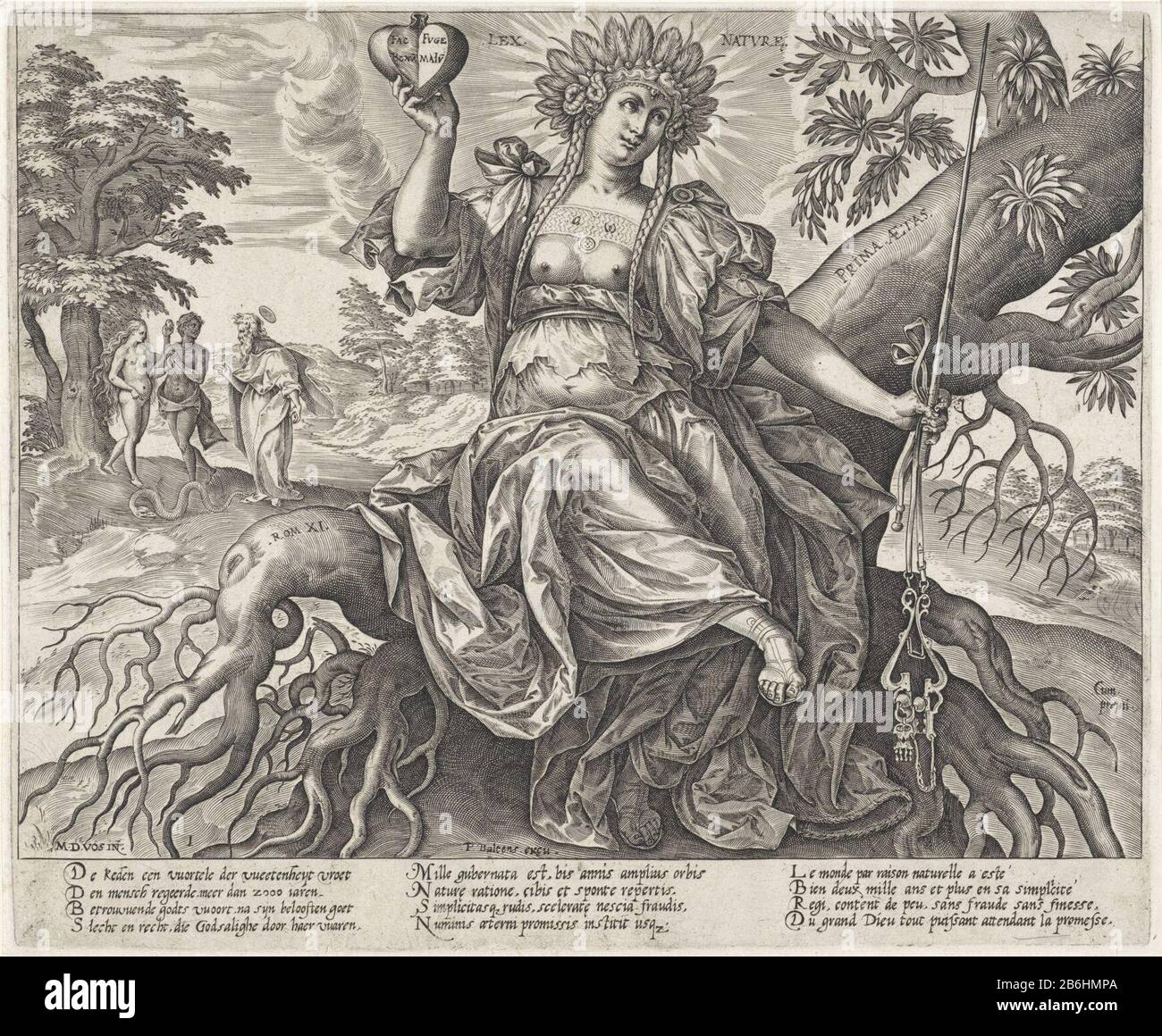 the female personification of the Law of Nature (Nature Lex) sits on an ...