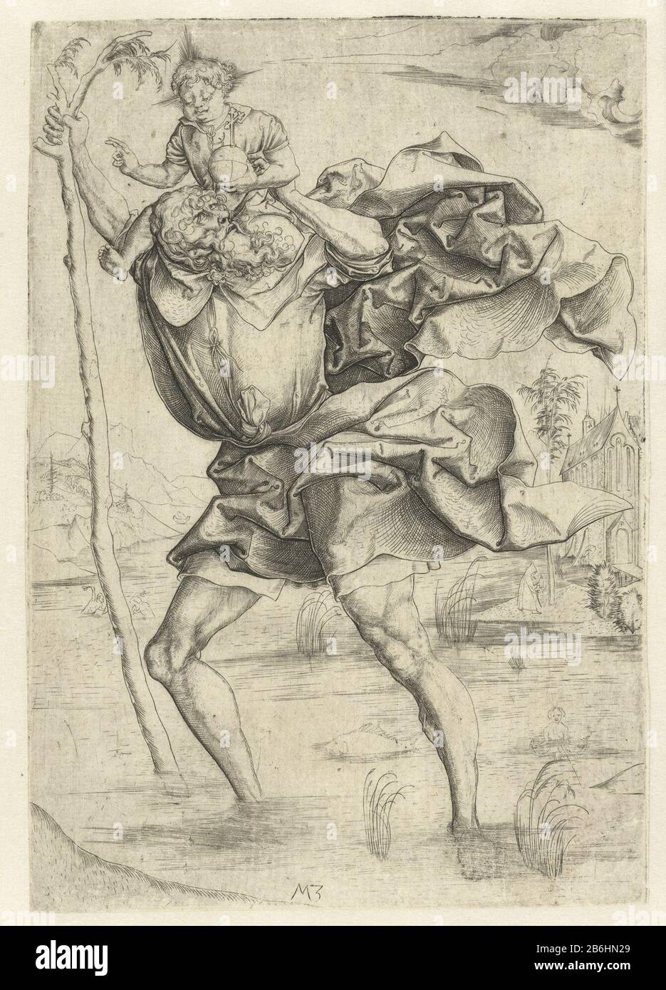St. Christopher carrying the Christ Child The Saint Christopher wading ...