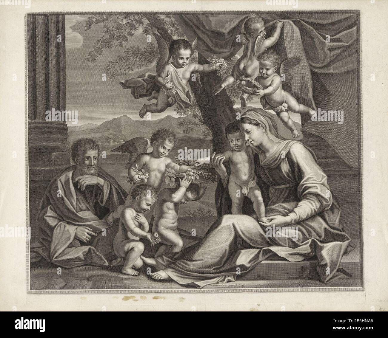 The Holy Family with putti with flowers The Holy Family with putti with ...