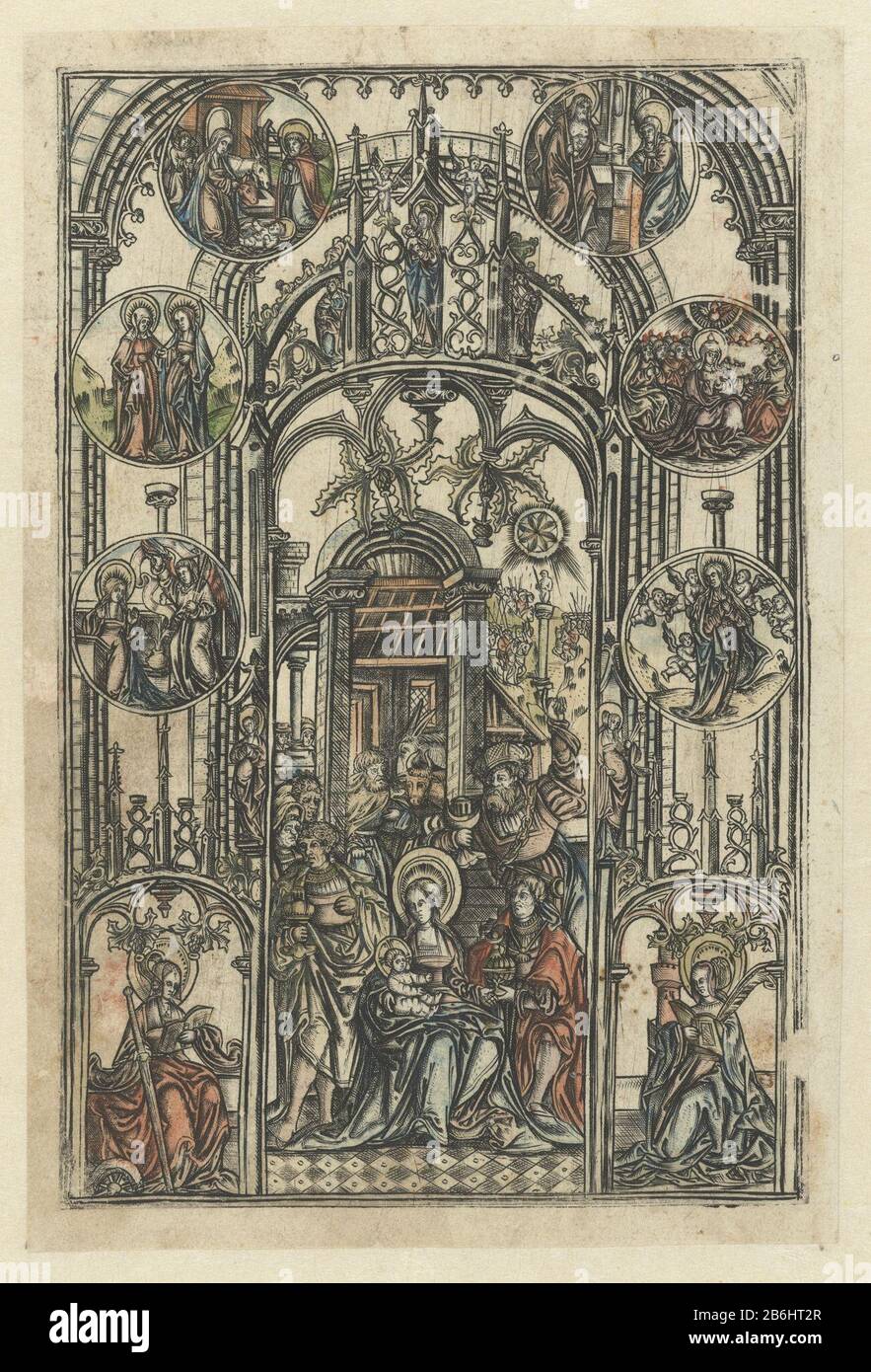 The Adoration of the Magi Gothic window depicting adoration of three ...