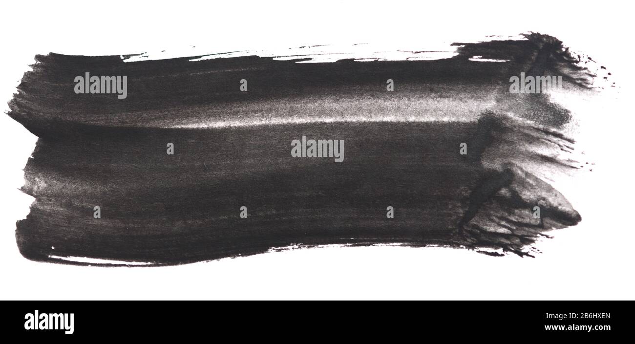 Black ink brush strokes isolated on white background Stock Photo - Alamy