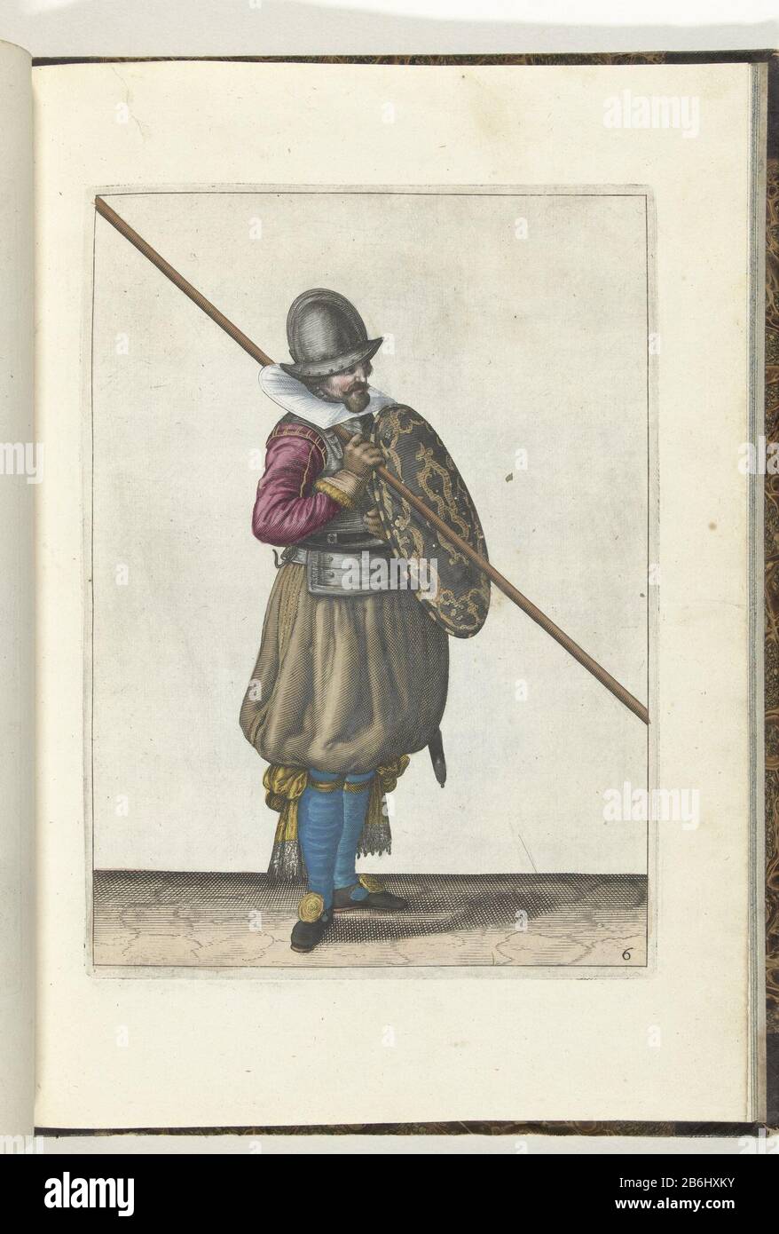 the exercise with shield and spear: the soldier holding the shield with ...