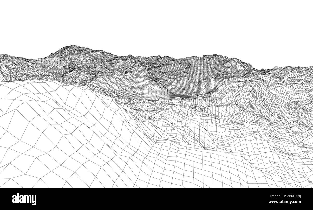 Abstract 3d wire-frame landscape. Blueprint style Stock Vector Image ...