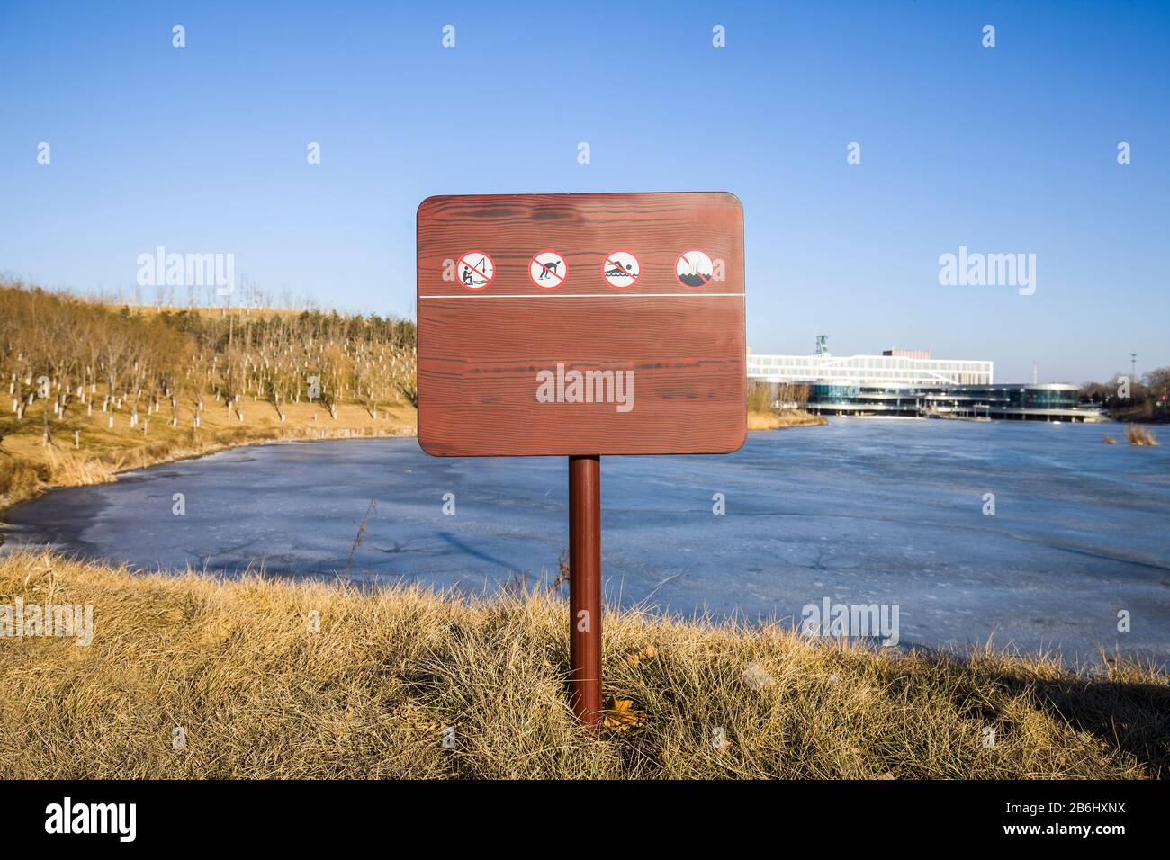 The blank signs in the park Stock Photo - Alamy