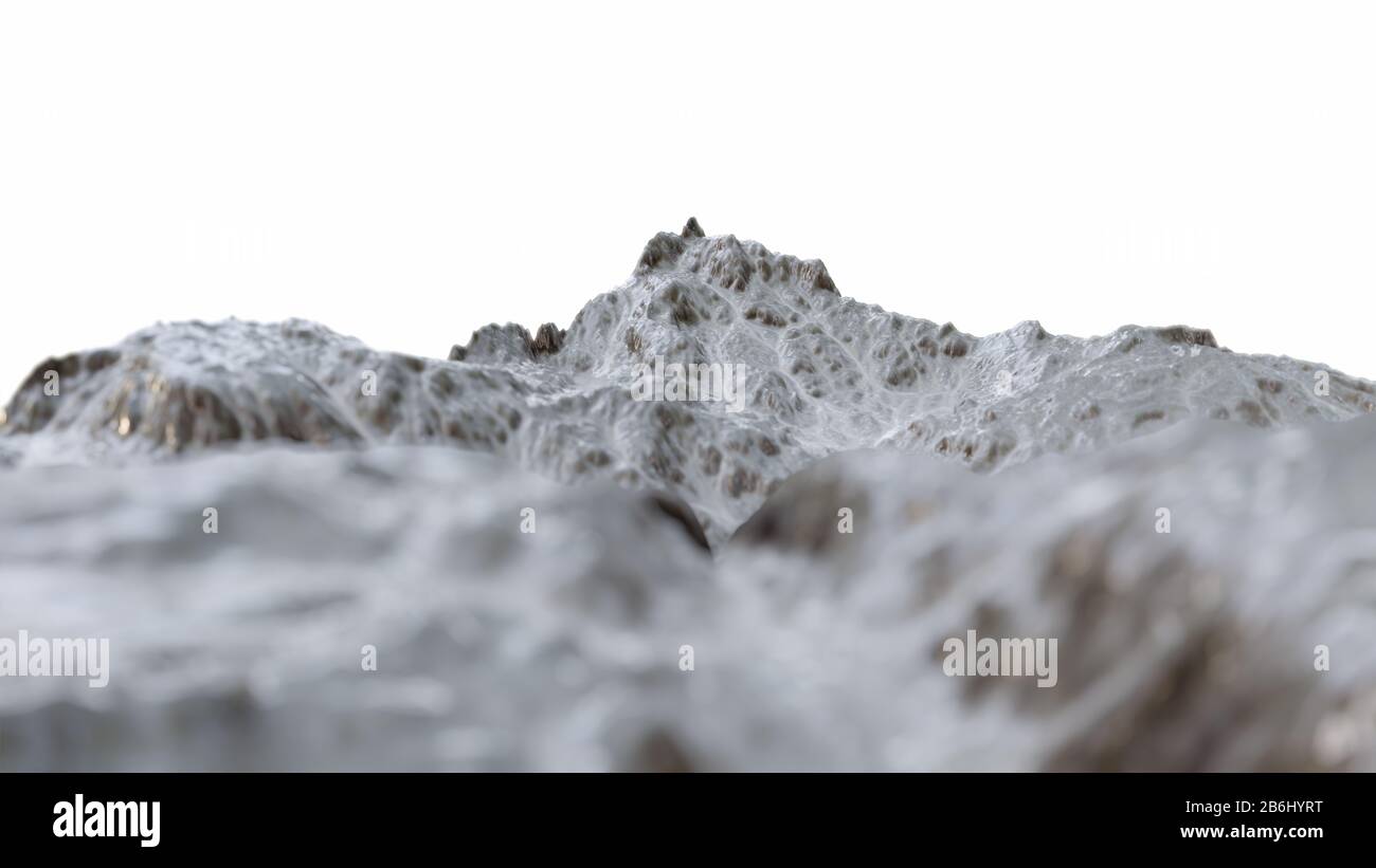 Snowy Mountains peaks isolated on white background. 3D illustration ...