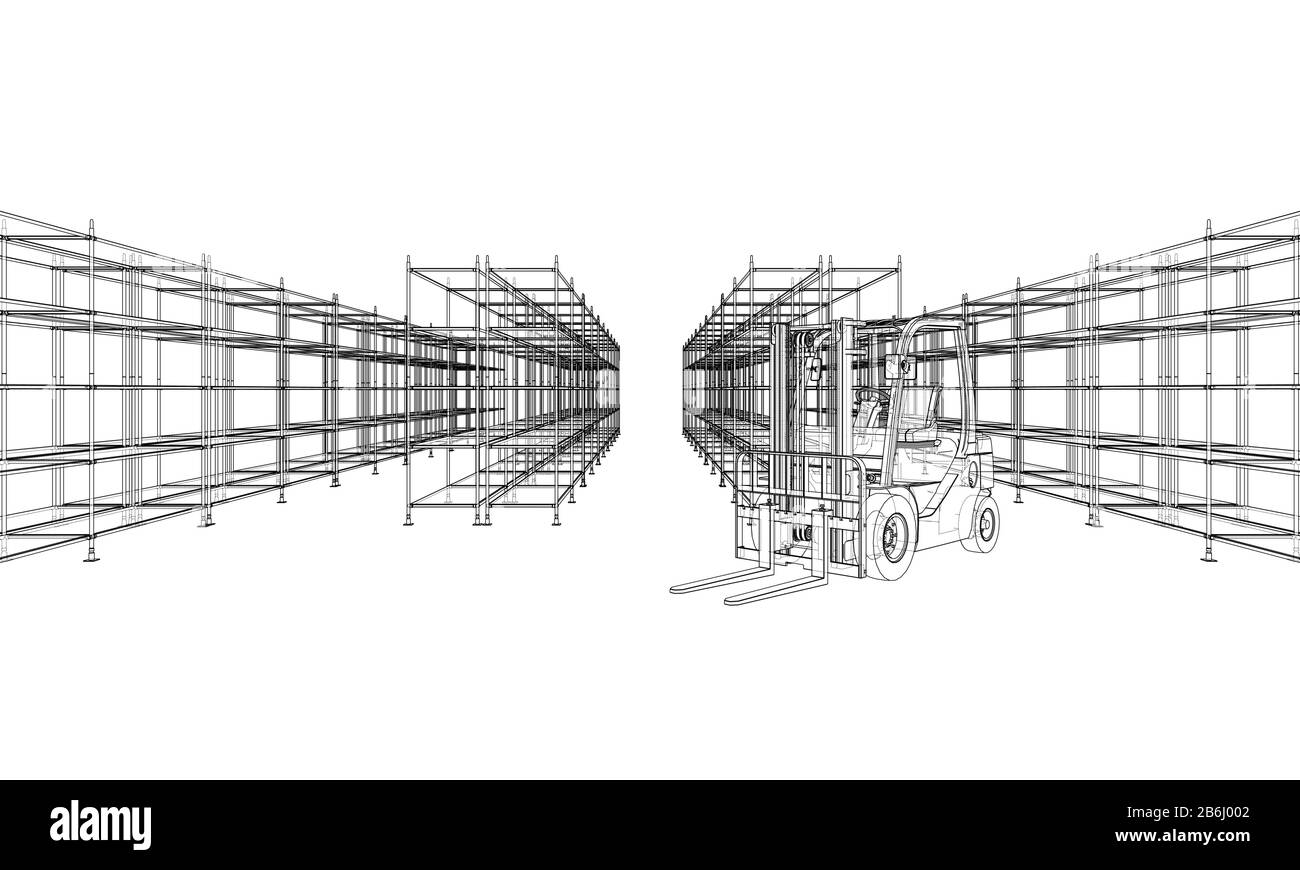 Warehouse shelves and forklift. Vector Stock Vector Image & Art - Alamy