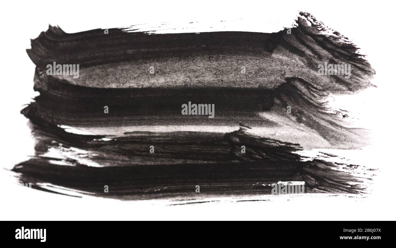 Black ink brush strokes isolated on white background Stock Photo - Alamy
