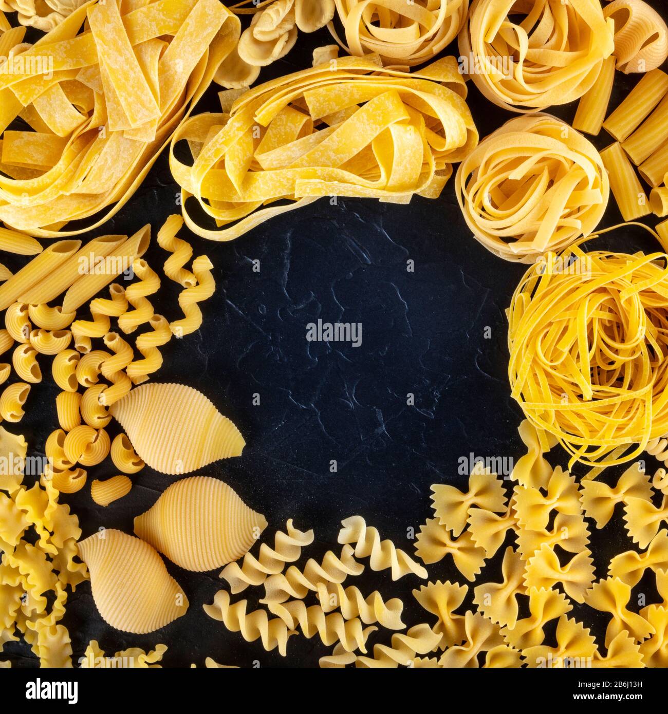 Italian pasta square design template with a place for text, a flat lay ...