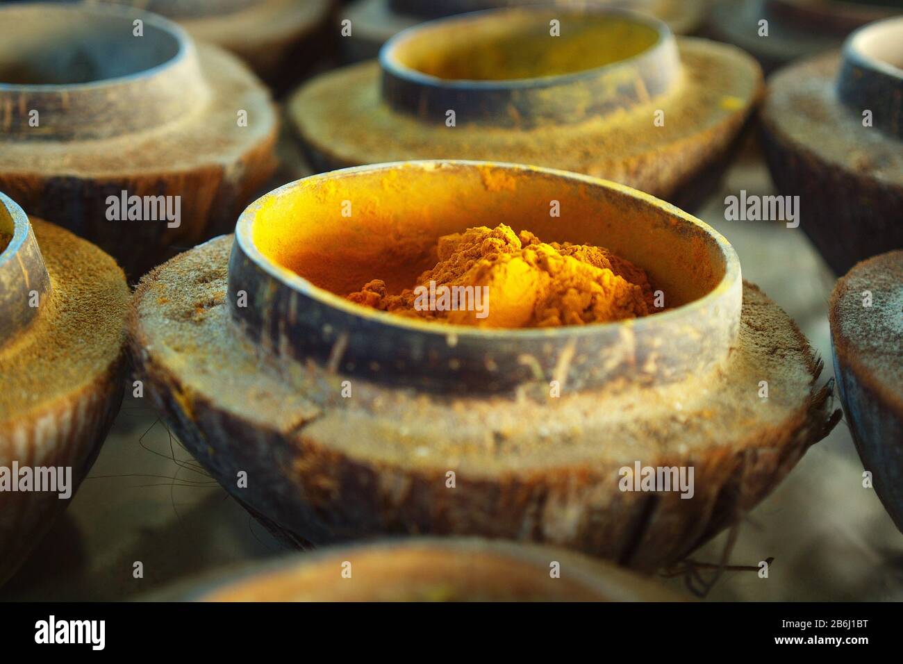 spice in coconut container Stock Photo - Alamy