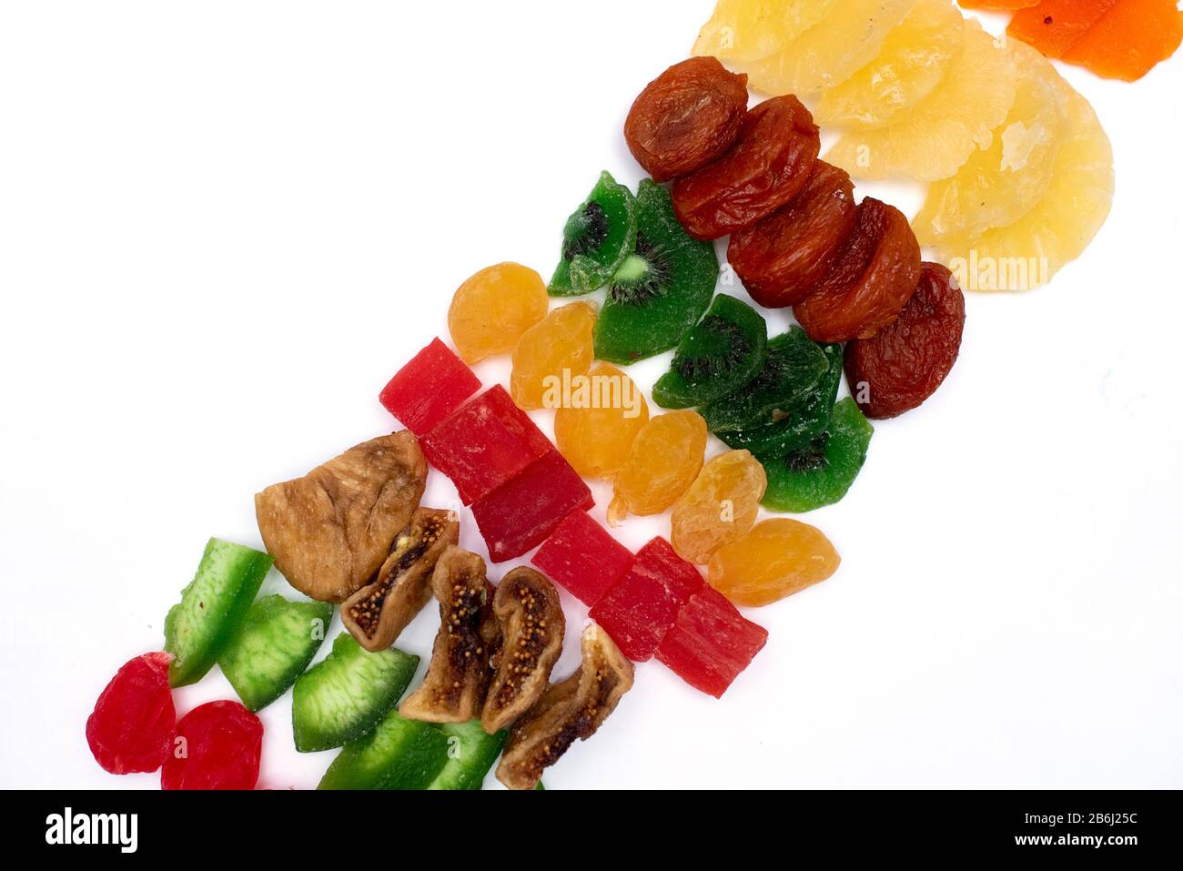 Sweet Candied Fruit closeup on white background Stock Photo - Alamy