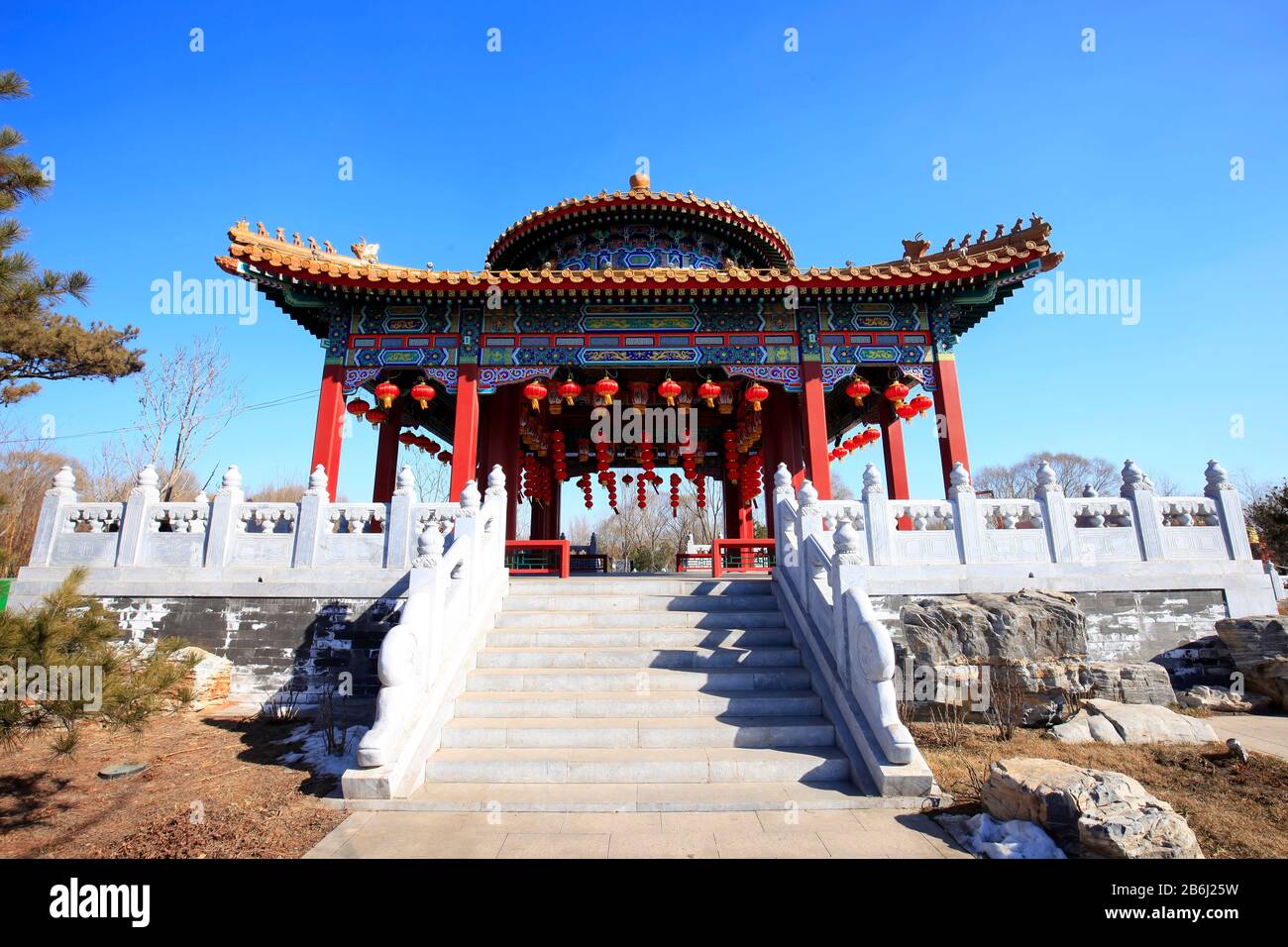 Ancient Chinese buildings are under the blue sky Stock Photo - Alamy
