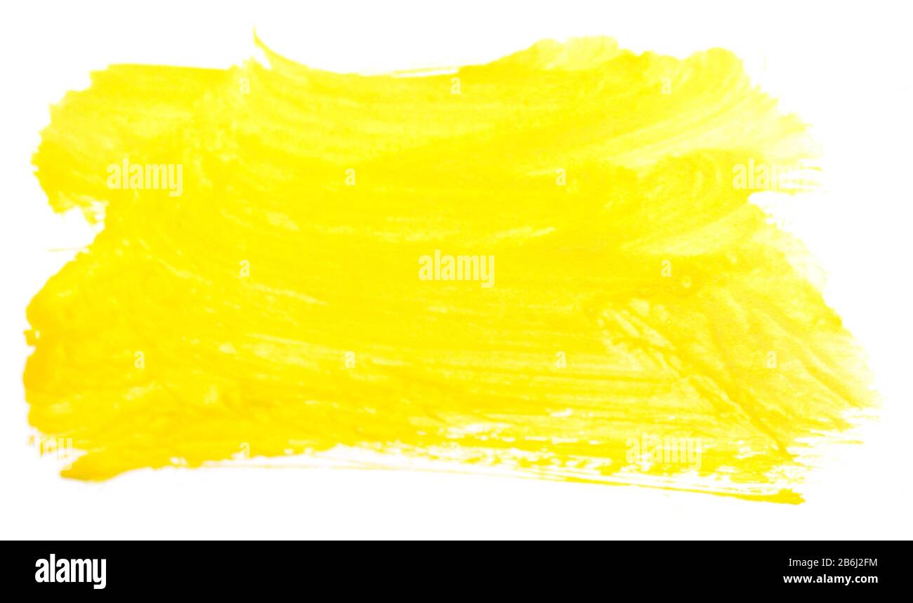Yellow paint strokes isolated on white background Stock Photo - Alamy