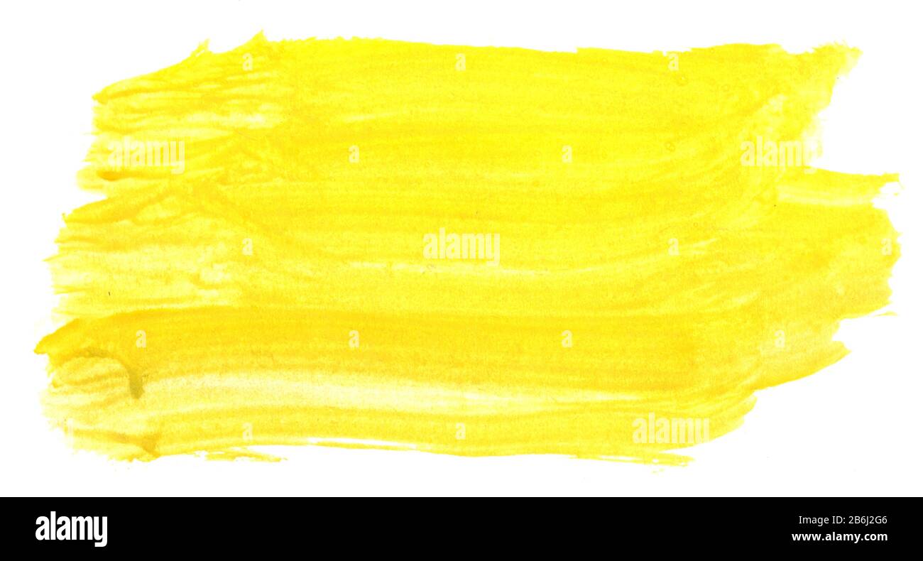 Yellow paint strokes isolated on white background Stock Photo - Alamy
