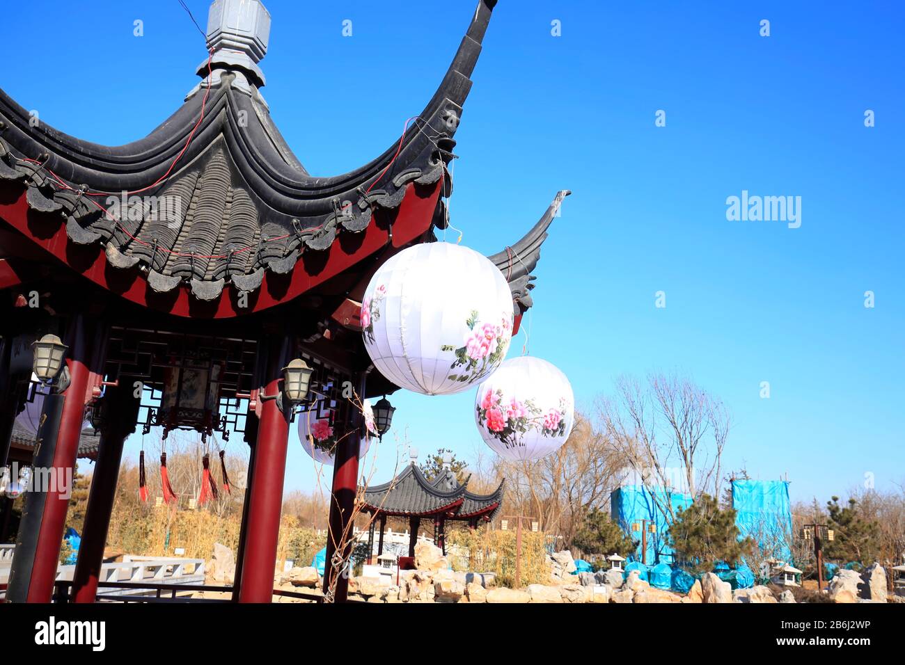 Ancient Chinese buildings are under the blue sky Stock Photo - Alamy