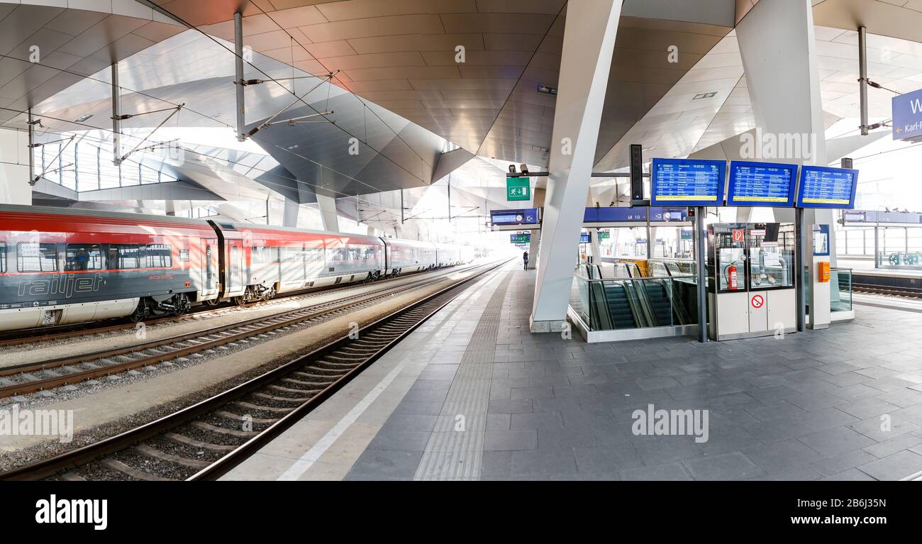 25 MARCH 2017, VIENNA, AUSTRIA: Railway station at the suburban railway ...