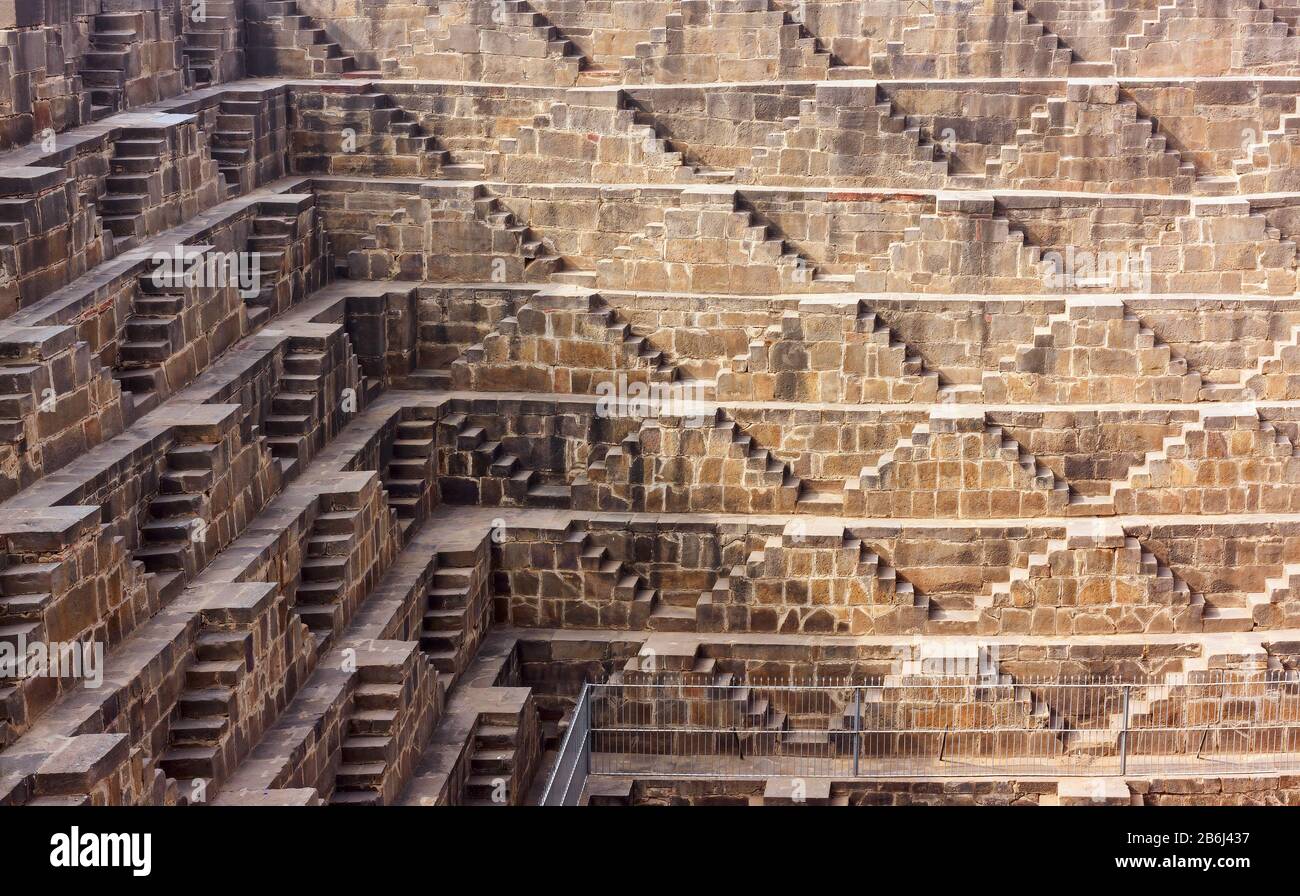 Architecture of stairs at Abhaneri baori stepwell in Jaipur Rajasthan ...