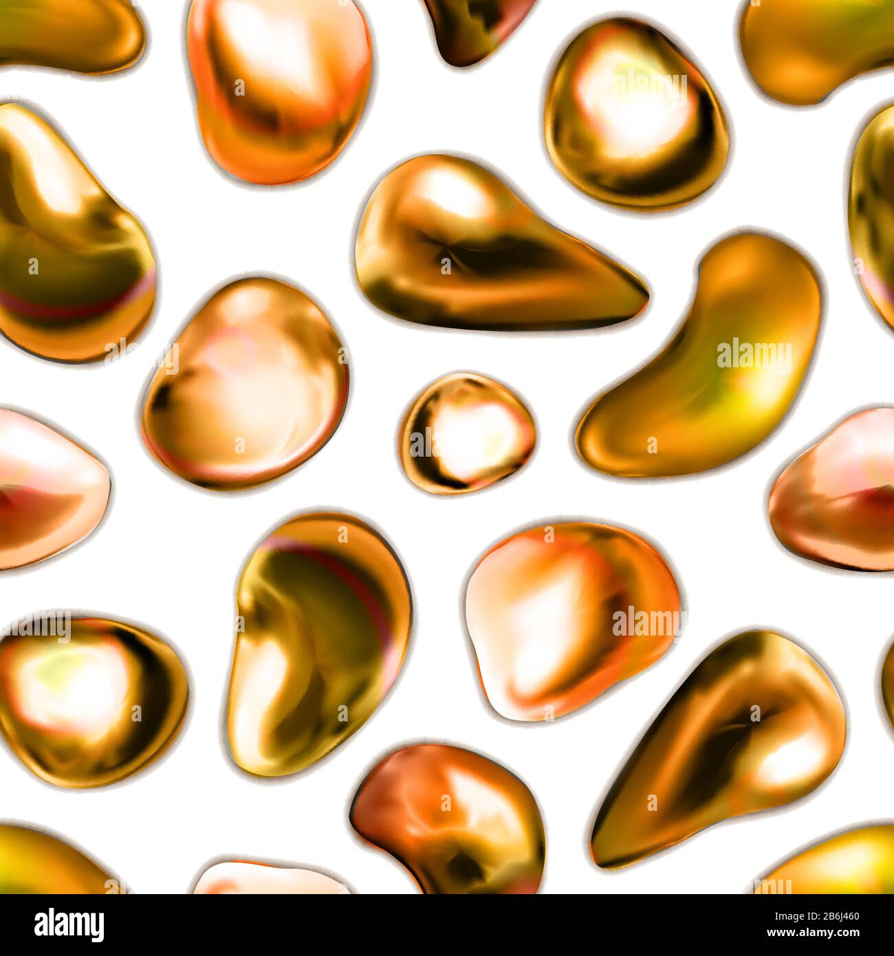Realistic glossy drops of golden metall, pattern on white Stock Vector ...