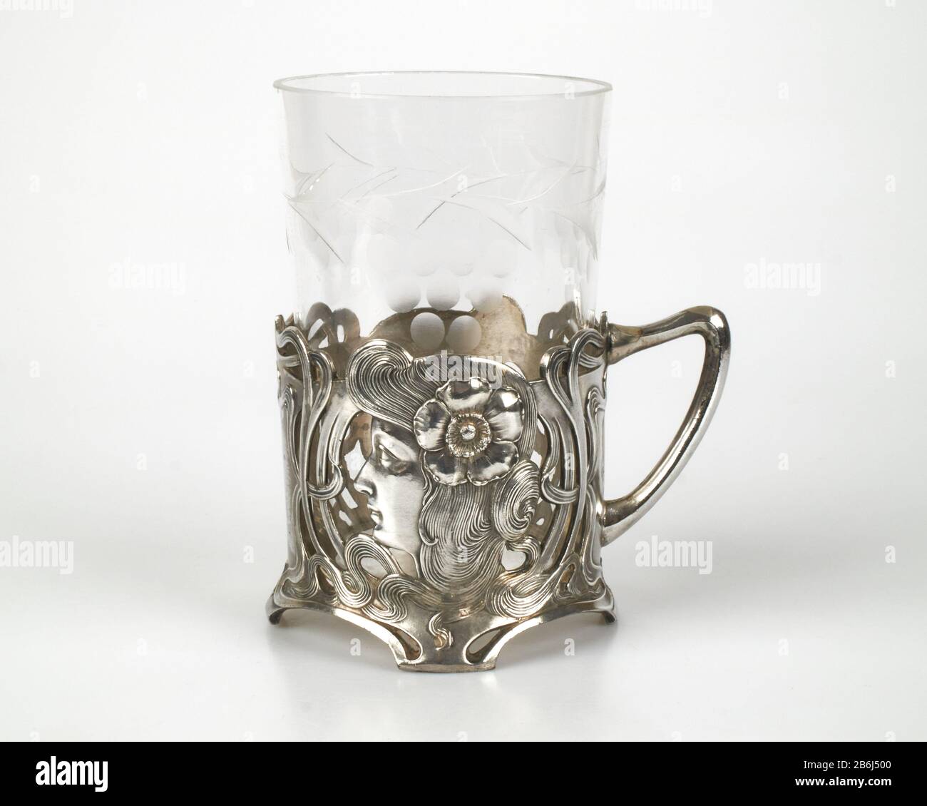 Antique 1900s WMF Art Nouveau silver plated pewter toddy glass holder ...