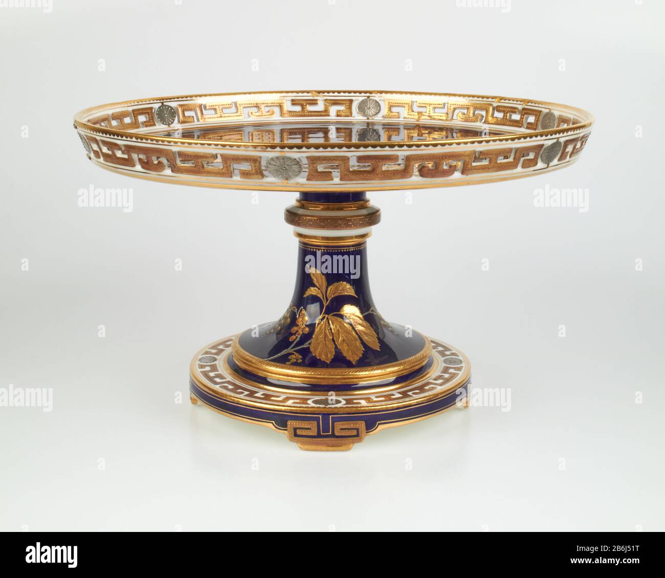 Antique 1880s Minton cobalt blue silver and gold raised gilding tazza ...