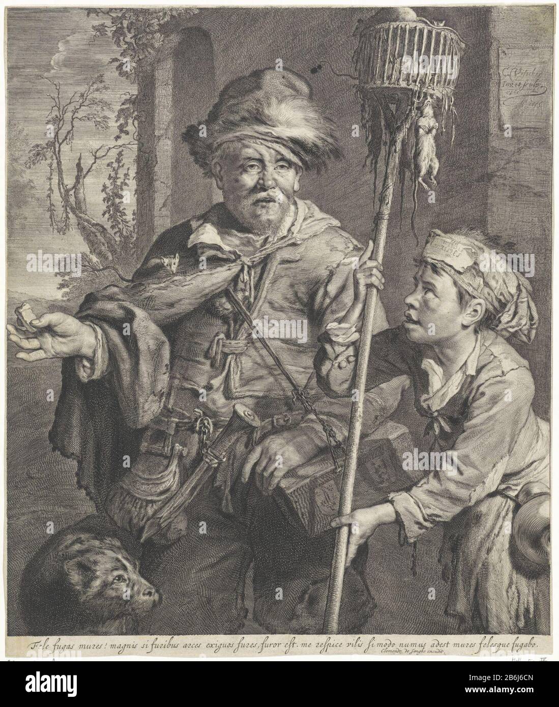 The Piper with his helper A rattengifverkoper his dog and man. The boy ...