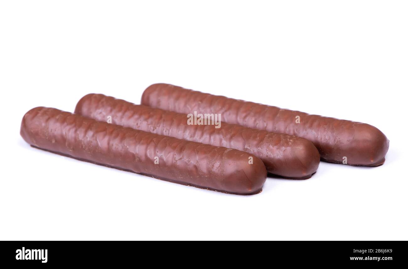 Group of chocolate sticks isolated on white background Stock Photo - Alamy