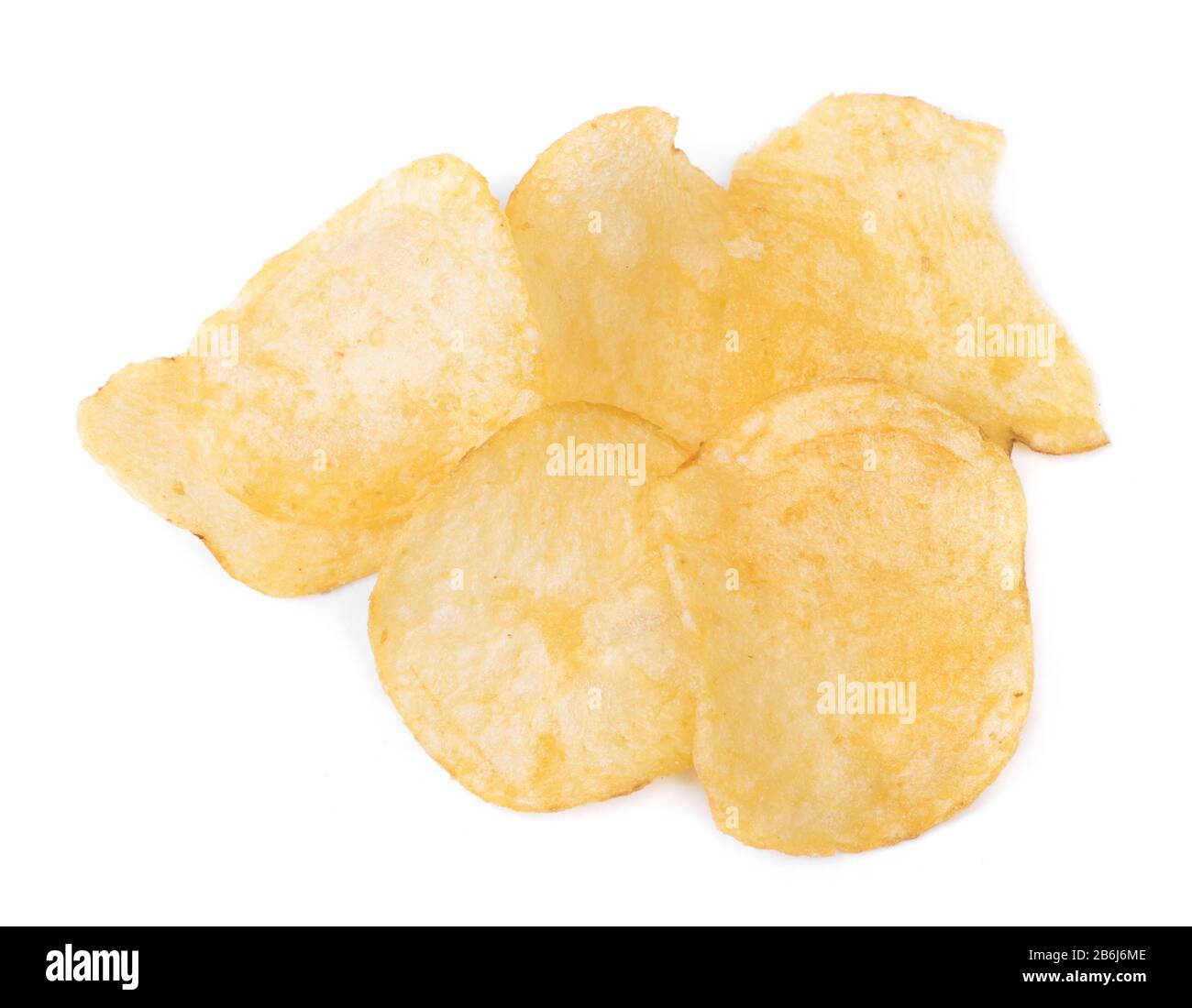 Handful of yellow potato chips isolated on white background Stock Photo ...