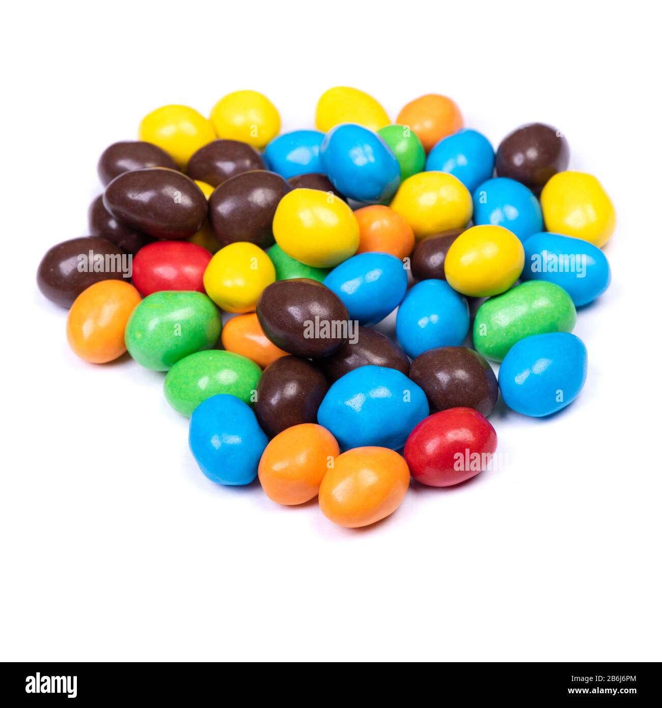 Pile of multi-colored glazed jelly beans isolated on white background ...