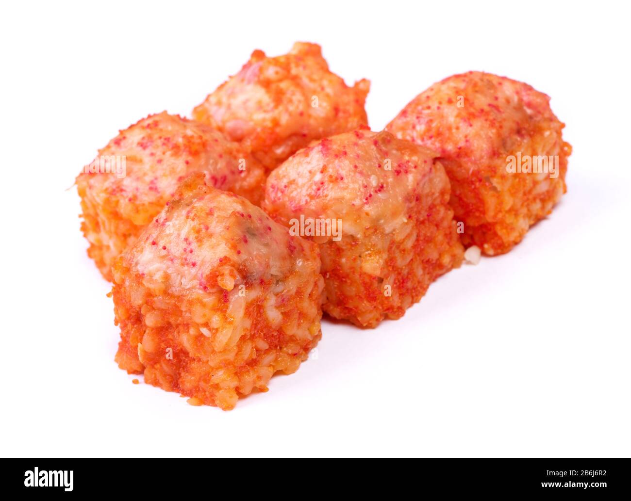Group of red sushi isolated on white background Stock Photo - Alamy