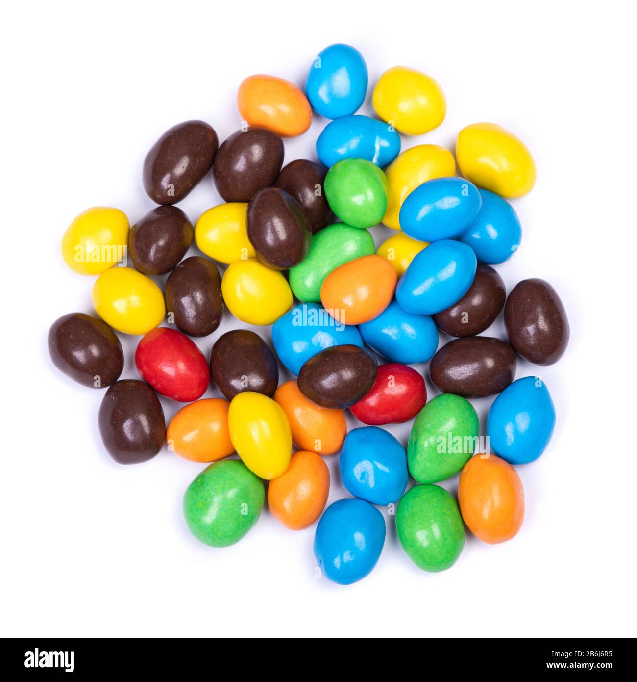 Pile of multi-colored glazed jelly beans isolated on white background ...