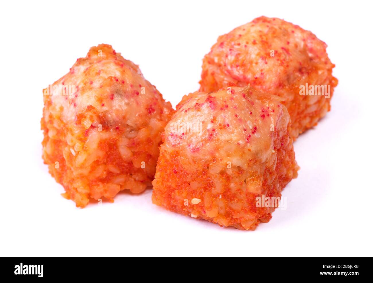 Group of red sushi isolated on white background Stock Photo - Alamy