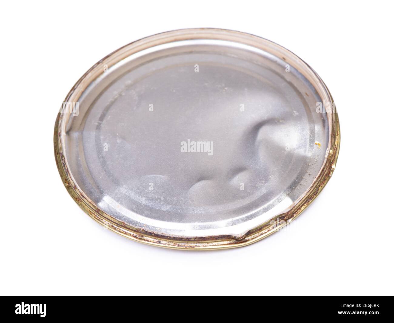 Crumpled can lid isolated on white background Stock Photo - Alamy